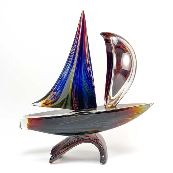Calcedonio Sailboat - Murano Glass | Glass Sculpture | Chalcedony Art