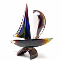 Calcedonio Sailboat - Murano Glass | Glass Sculpture | Chalcedony Art