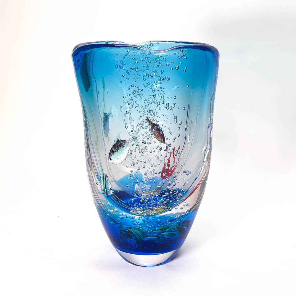 Crystal Cove Vase | Aquarium Glass Art | Murano Glass