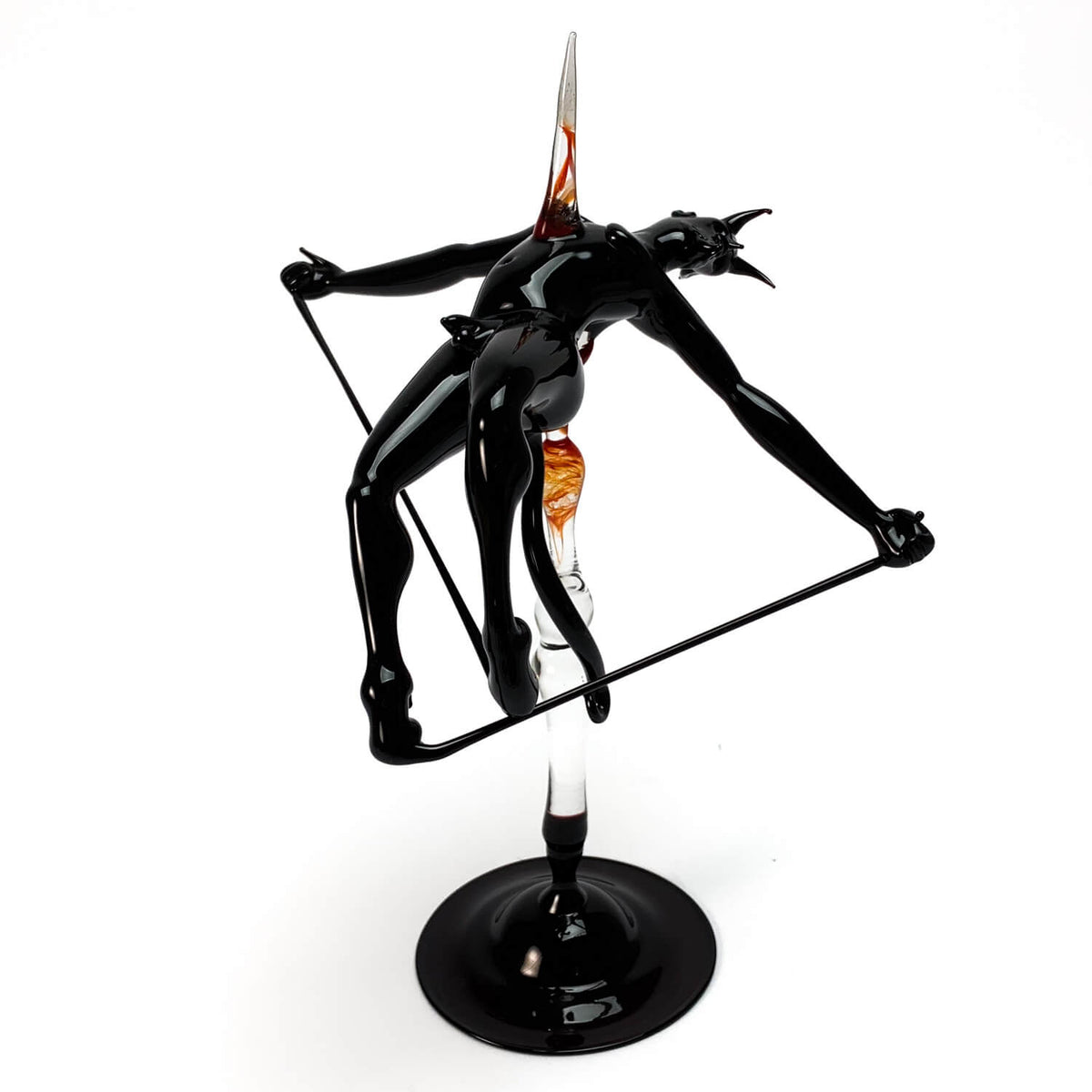 Impaled Black Devil | Murano Glass Sculpture | Art Glass Figurines