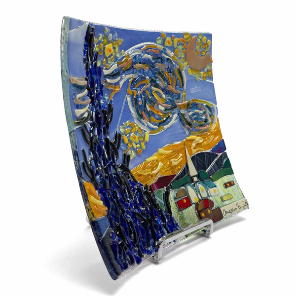 Starry Night Plate - Van Gogh Decorative Dish - Artistic Glass