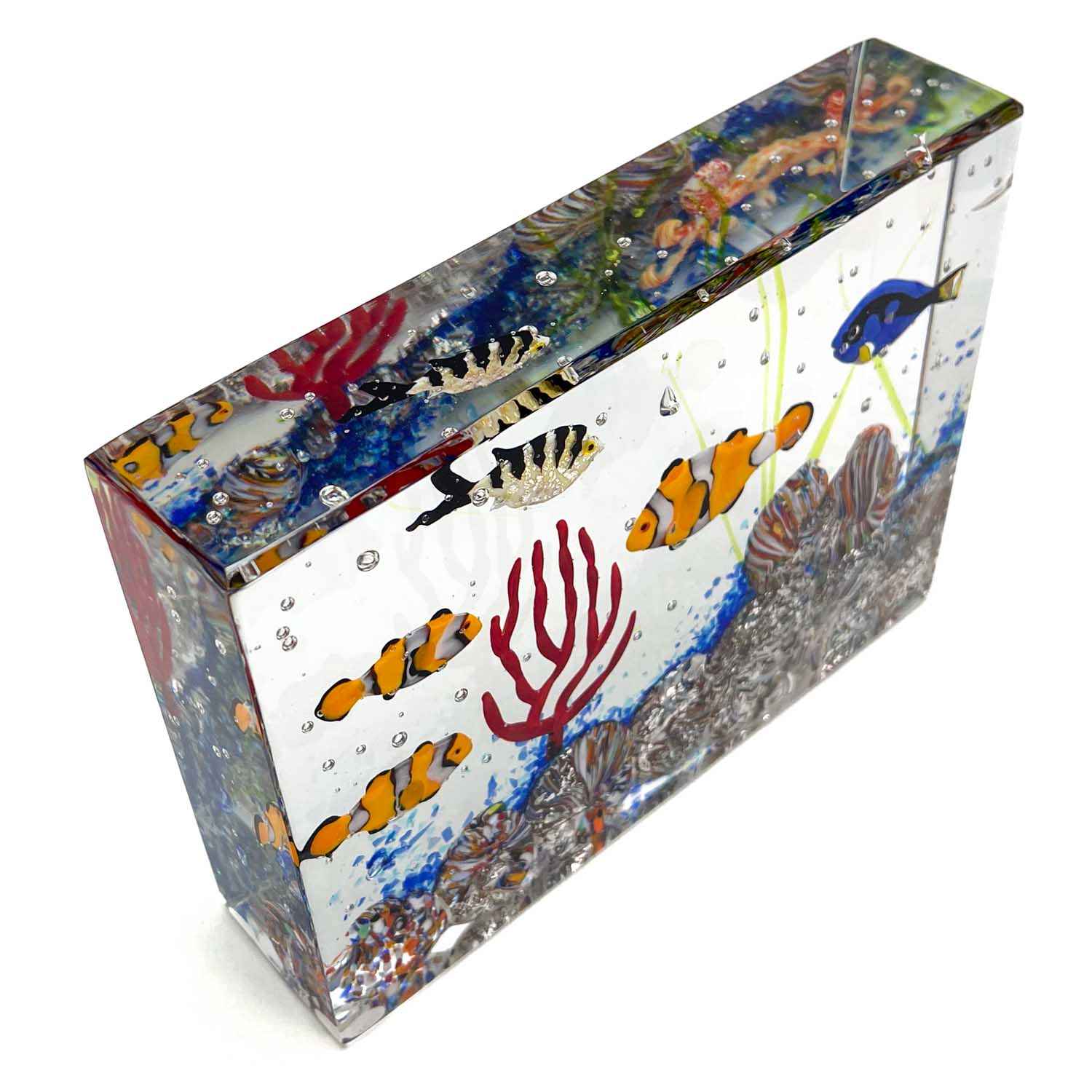 Murano glass Aquarium with tropical fish with Nemo and Dory Colours