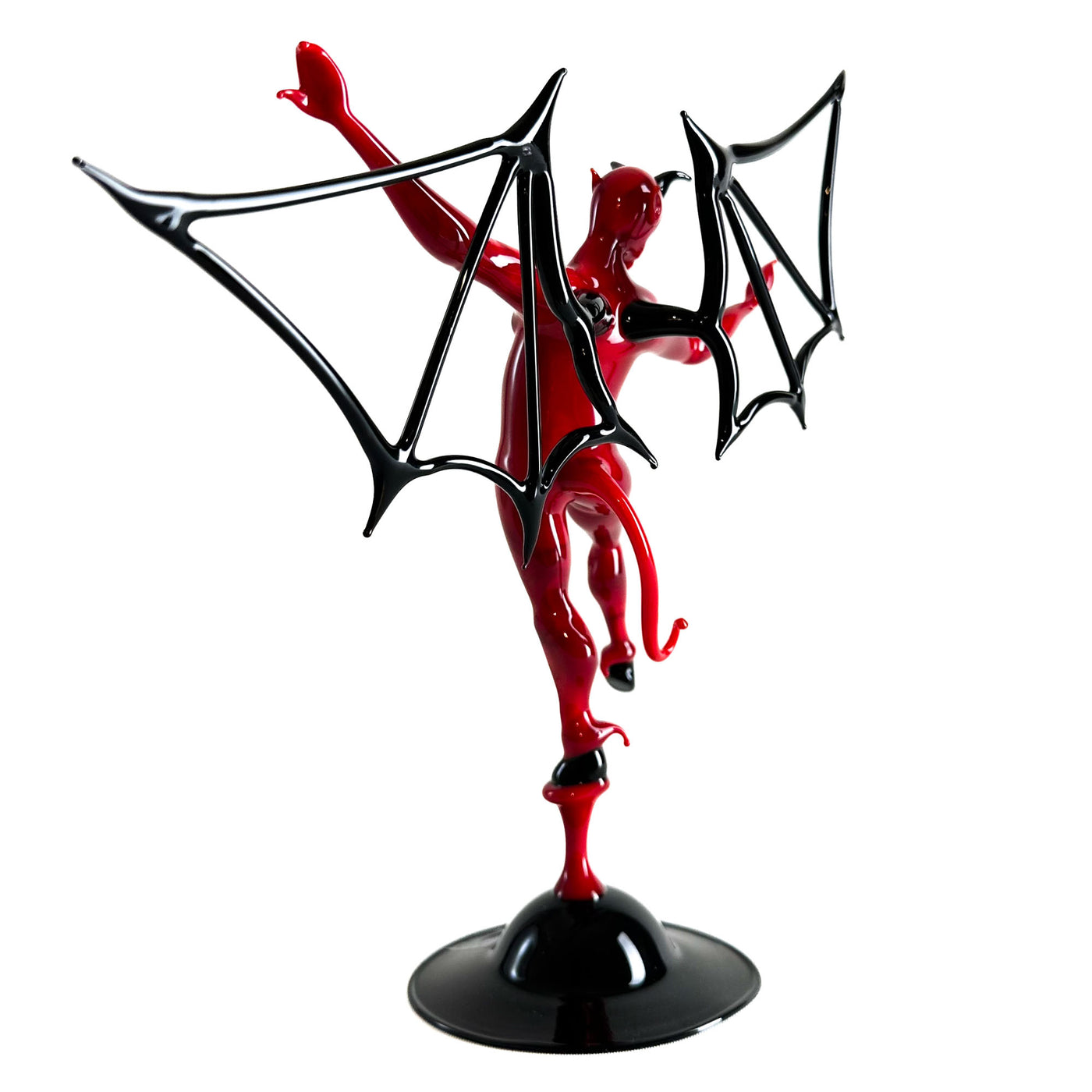 Red Devil with Black Wings | Murano Glass Sculpture | Art Glass Figurines