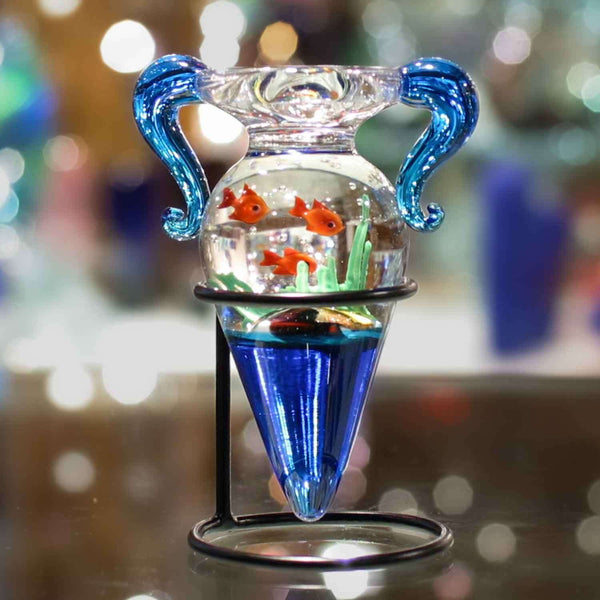 Amphora with gold fish | Murano Glass | miniature acquarium