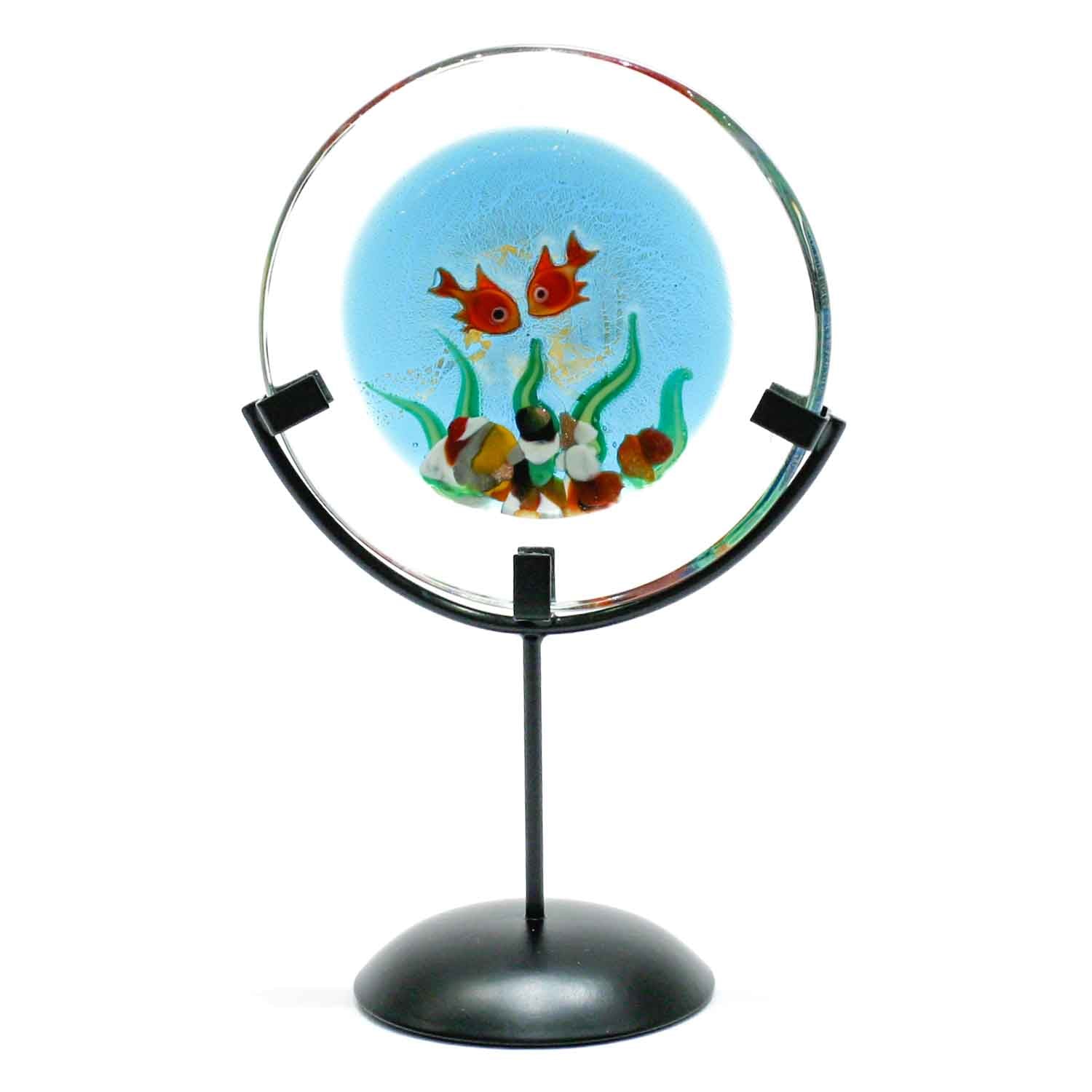 Aquarium disc on Metal stand miniature - medium size