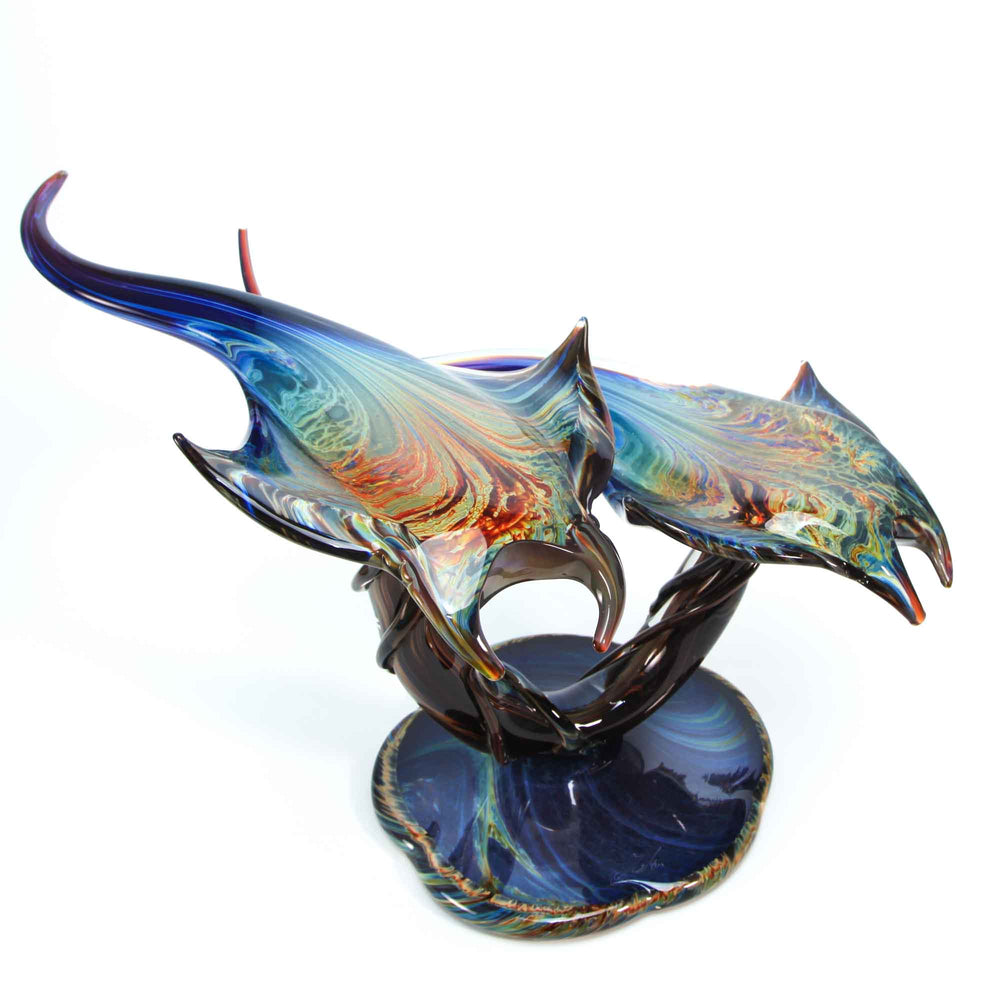 Two Murano glass Manta Rays | Glass Sculpture | Chalcedony Art Glass