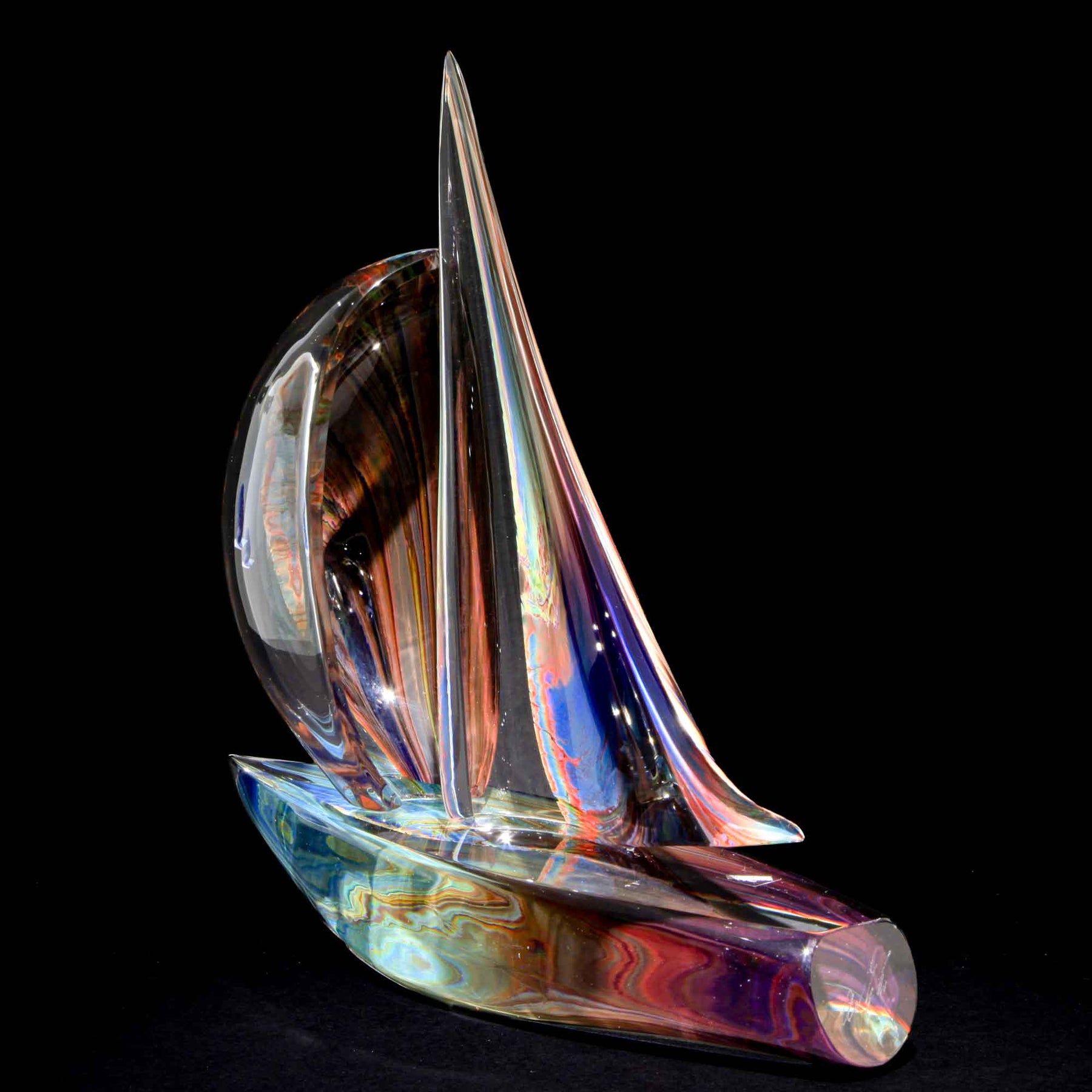 Calcedonio Sailboat - Murano Glass | Glass Sculpture | Chalcedony Art
