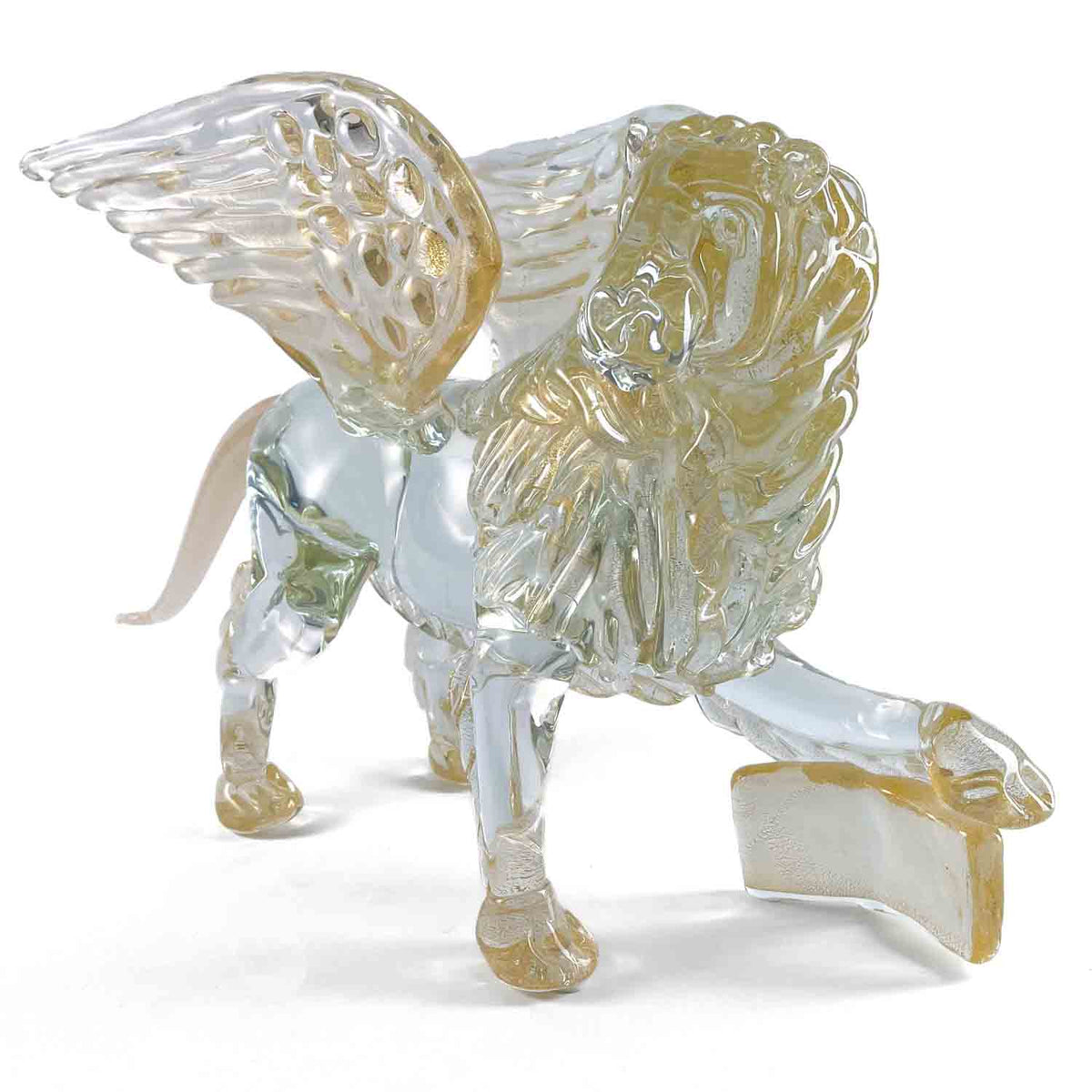 Murano Glass San Marco Winged Lion Sculpture with Gold Leaf Accents