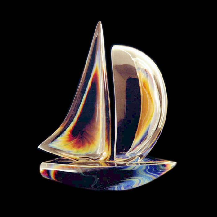 Calcedonio Sailboat - Murano Glass | Glass Sculpture | Chalcedony Art
