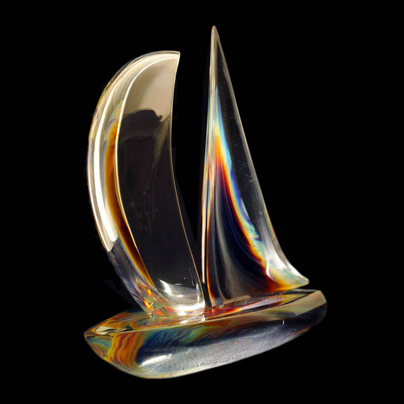 Calcedonio Sailboat - Murano Glass | Glass Sculpture | Chalcedony Art