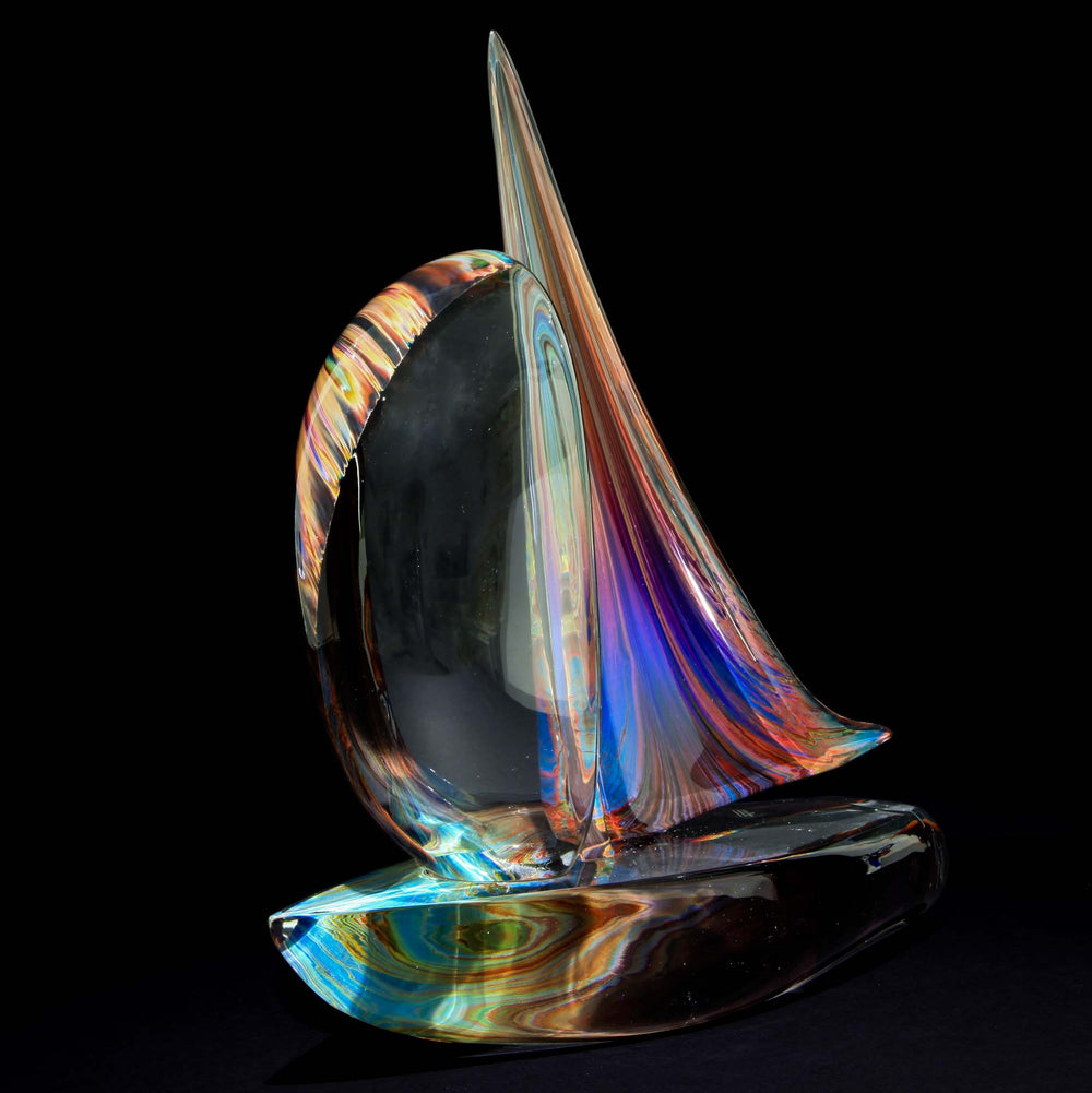 Calcedonio Sailboat - Murano Glass | Glass Sculpture | Chalcedony Art